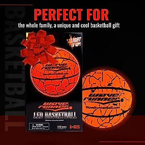 Wave Runner Glow in The Dark Basketball -Official Size 7 Light Up Toys for Night Ball Games, Regulation Size, Tap Activated - Ideal Glow Basketball Gifts and Toy Basketball (Orange w/Cracks)