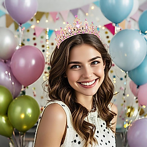 Kamirola -Pink Wedding Crystal Tiaras and Crowns for Women, Royal Queen Headband Princess Quinceanera headbands for women Prom Valentine's Day,Birthday Pageant Party（01）