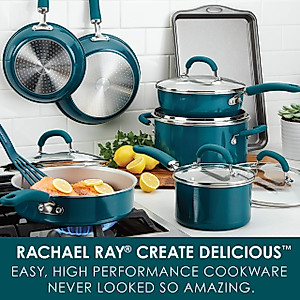 Rachael Ray Create Delicious Nonstick Cookware Pots, Pans and Skillets Set, 14 Pieces