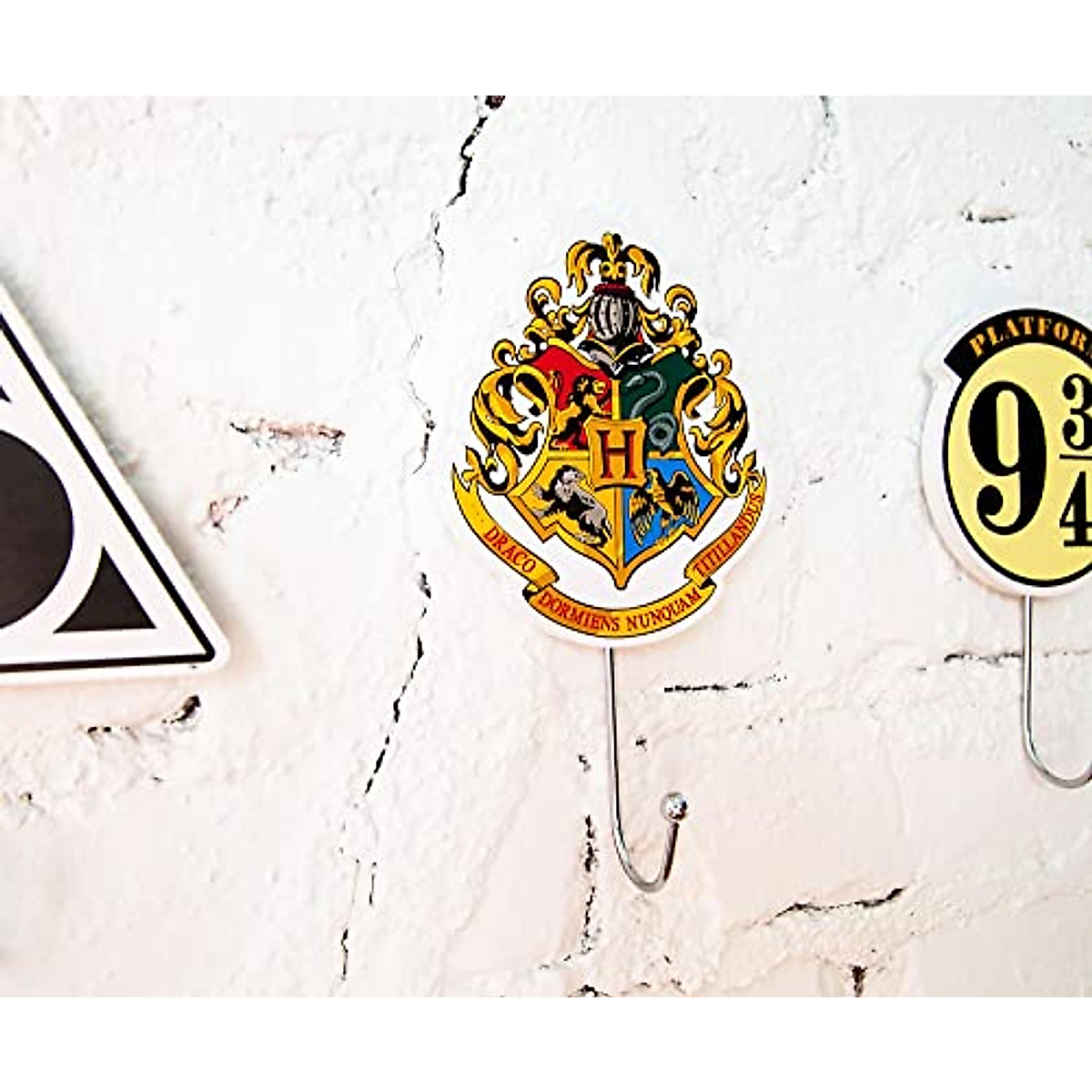 Harry Potter Icons Die-Cut Coat Hanger Wall Hooks, Set of 3 | Ready To Mount Decor, Storage Rack Organizer For Hanging Jackets, Hats, Purses