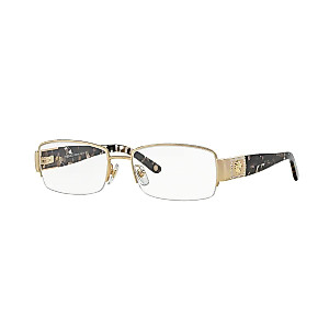 Versace VE1175B 1002 53MM Gold/Gold Rectangular Eyeglasses for Women + BUNDLE With Designer iWear Eyewear Kit