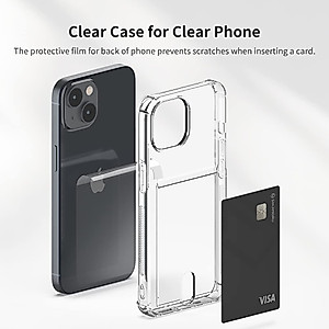 Sinjimoru Air-Tip TPU Phone Case with Card Holder, Slim Fit Clear Phone Wallet Case for Apple iPhone 15 14 13 12 Cell Phone Cover as Credit ID Card Sleeves. Air-Shield with Card Slot iPhone 13 Pro Max