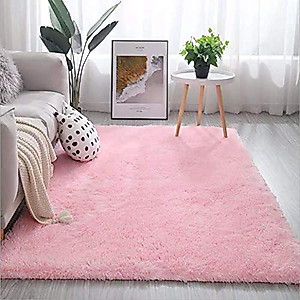 5x8 Pink Area Rugs for Living Room Super Soft Floor Fluffy Carpet Natural Comfy Thick Fur Mat Princess Girls Room Rug Christmas Thanksgiving Gift Rugs