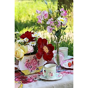 Talking Tables 24 x Pretty Vintage Disposable Floral Cup & Saucer Afternoon Tea Party Set, Truly Scrumptious Disposable Tableware for Mother’s Day, Kids Birthday Bridal Baby Shower, Weddings