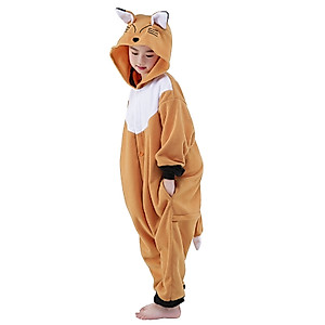 CANASOUR Unisex Halloween Kids Brown Fox Onesie For 10-12 Years Girls Costume Party Cosplay Pyjamas (Height 56-59”, 10 Years, Fox)
