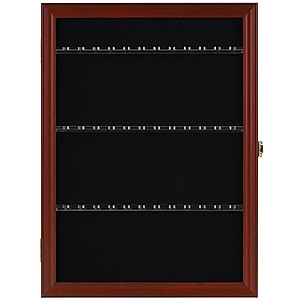 36 Spoon Display Case Cabinet Holder Rack Shadow Box with Lockable Door, Dark Cherry Finish (SP01-DC)