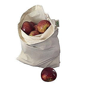 Reusable Produce Bags Cotton Washable - Organic Cotton Vegetable Bags - Cloth Bag with Drawstring - Muslin Cotton Fabric Produce Bags - Bread Bag - Set of 6 (2 Large, 2 Medium, 2 Small)