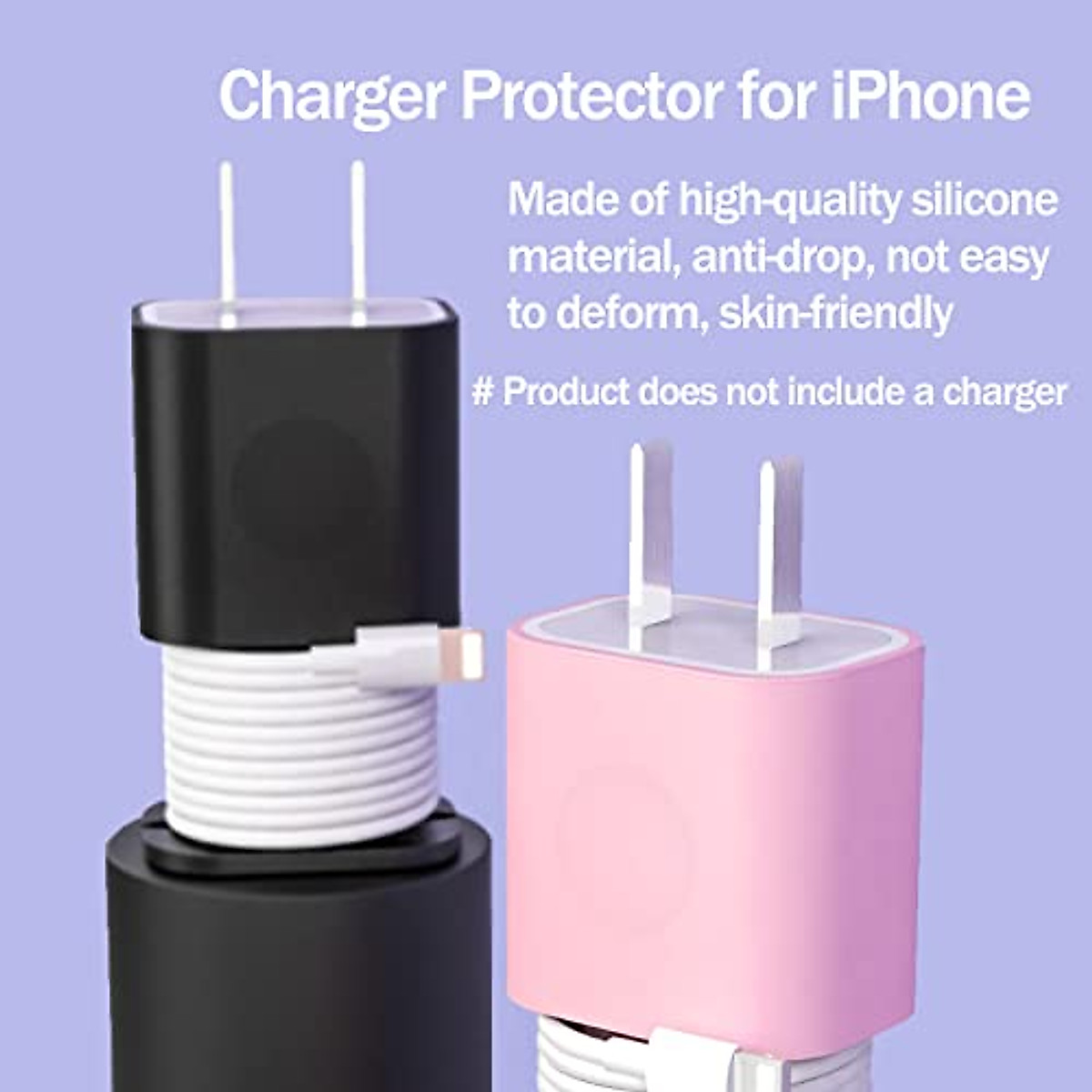 4PCS Silicone Charger Protector, Charger Winder Compatible with Apple 20W/18W Chargers for Travel and Cable Storage
