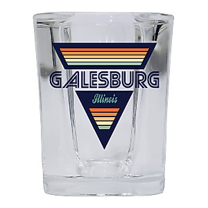 R and R Imports Galesburg Illinois 2 Ounce Square Base Liquor Shot Glass Retro Design
