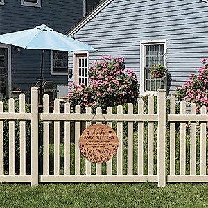 TOARTi Funny Baby Sleeping Hanging Sign Plaque, Do Not Knock Or Ring The Bell, Round Wooden Door Hanger for Baby Room, Nursery, Front Door, Door Knob Decor (12x12inch)