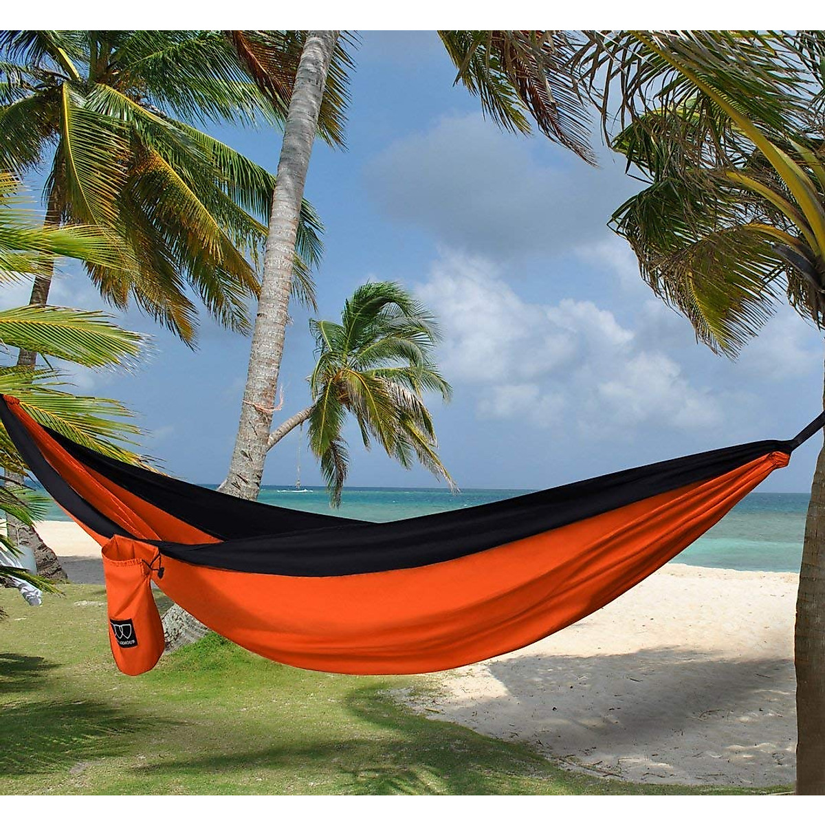 Gold Armour Camping Hammock - Portable Hammock Single Hammock Camping Accessories Gear for Outdoor Indoor Adult Kids, USA Based Brand (Orange & Black)