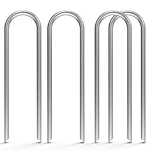 MySit 100 Pack 6 Inch Garden Stakes Heavy Duty 11 Gauge Galvanized Yard Staples U Pegs Fences Drip Irrigation Securing Stakes 1/2-Inch to 1-5/8-Inch Loop Stake for Anchoring Lawn Drippers Soaker Hose