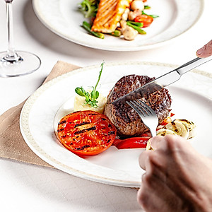 40-Piece Silverware Set for 8, E-far 18/10 Stainless Steel Flatware Cutlery Metal Eating Utensil Tableware Forks and Spoon Sets for Restaurant Wedding - Simple Fancy Style & Dishwasher Safe