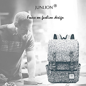 Junlion Vintage Laptop Backpack Gift for Women Men, School College Slim Backpack Fits 15.6 inch MacBook Gray