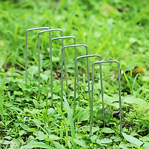 6 Inch Landscape Staples, Galvanized Garden Stakes, U-Shaped Weed Barrier Stakes, Garden Staples for Weed Barrier Stakes, Landscape Fabric Stakes, Soaker Hose Stakes (20 Pack)