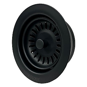 SinkSense 3.5" Disposal Flange Drain with Stopper, Matte Black