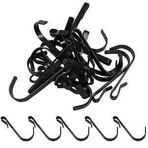Piutouyar 20 Pack S Shaped Hanger Hooks, Black J Shaped Hook Stainless Steel Clip-on Hook Heavy Duty Hanging Hooks for Home Kitchen Bedroom