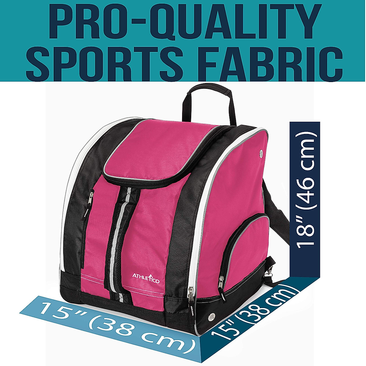 Athletico Ski Boot Bag – Skiing and Snowboarding Travel Luggage – Stores Gear Including Jacket, Helmet, Goggles, Gloves & Accessories – Venting and Grommets for Snow Drainage (Pink)