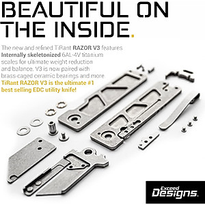 TiRant RAZOR V3 Utility Knife (Stonewashed 6AL-4V Titanium) Elite DUAL-APEX Edition EDC Box Cutter