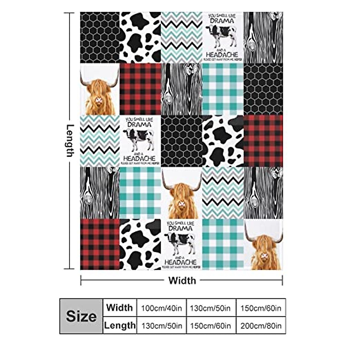 Highland Cow Blanket for Kids Teens Adults, Soft Lightweight Cozy Microfiber Flannel Fleece Throw Buffalo Blanket Cow Gifts for Women Men Girls -Size 50"x60"(Youth)