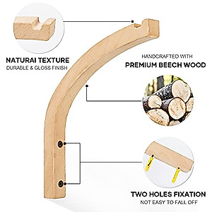 Perfin Wooden Wall Hooks, Plant Hangers Indoor, 8-Inch Wall Mounted Hanging Plant Hooks for Planters, Lanterns, Flower Bracket, Wind Chimes, Decoration Hooks (2 Pack)