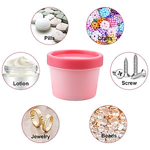Cosywell Plastic Cream Jars 3.4oz/100ml Empty Cosmetic Pot Jars 4 Pieces Refillable Travel Containers for Toiletries TSA Approved Leak-proof Travel Size Accessories with Lids（Pink）