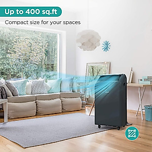 Hisense Portable Air Conditioner 9,000 BTU Cooling Dehumidifier Fan for Rooms up to 400 sq.ft, Remote Control, Long Distance Air Flow, Black