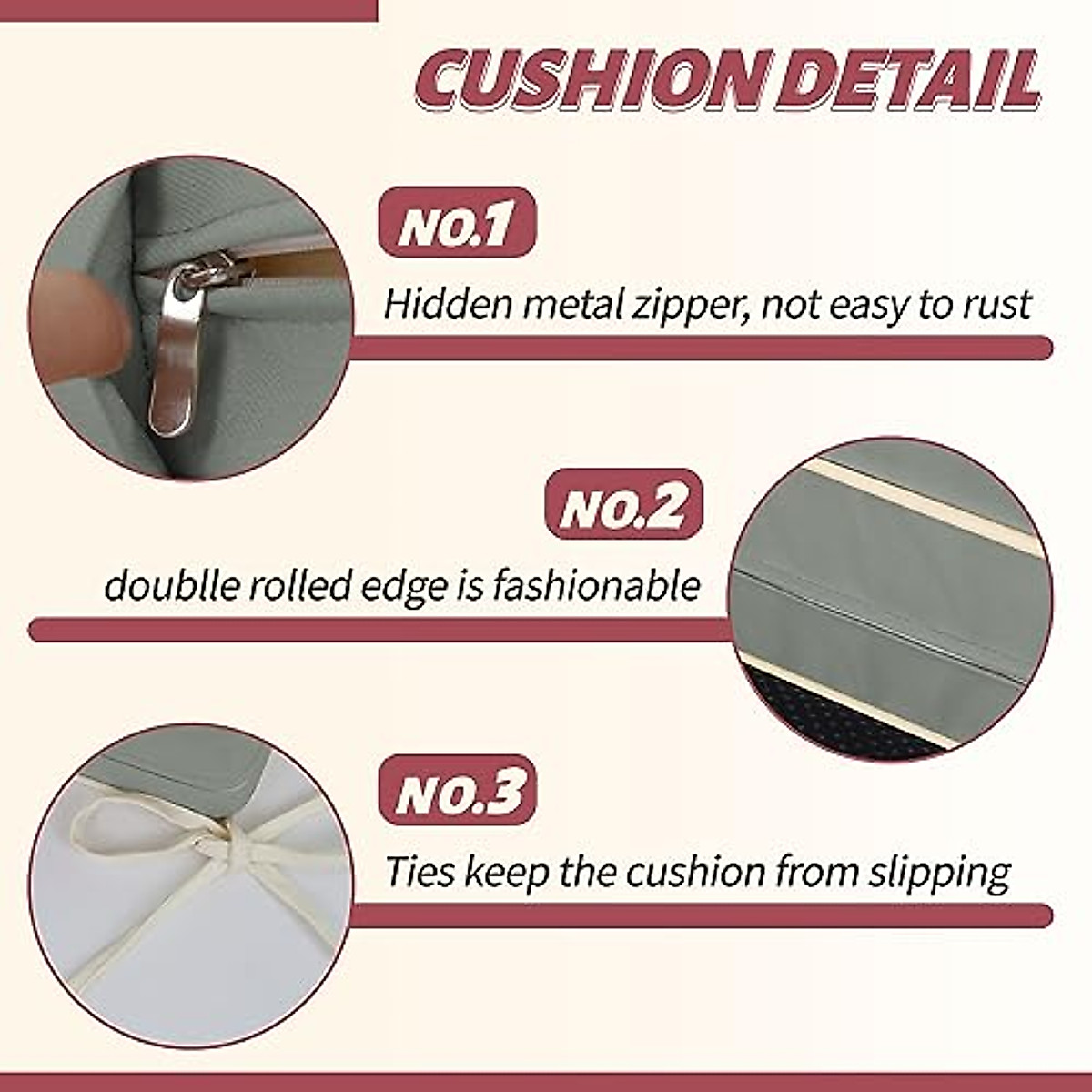 Parkerly Outdoor Patio Chair Cushion 20x20x4 Inch Waterproof Seat Cushions Indoor Double Piping Durable Comfortable Square Dining Chair Pads Gray with Zipper Chair Pad-Set of 2