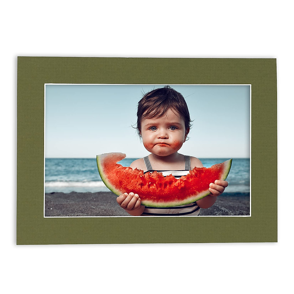 8x10 Mat Bevel Cut for 5x8 Photos - Acid Free Dill Green Precut Matboard - For Pictures, Photos, Framing - 4-ply Thickness