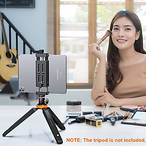 KDD iPad Tripod Mount Adapter with Ball Head, Fully Metal iPad Holder for Tripod, Phone Tablet Mount Stand Compatible with iPad Pro 12.9, iPad Air 2 3 4, iPad Mini, Galaxy Tab, iPhone (4-15”)