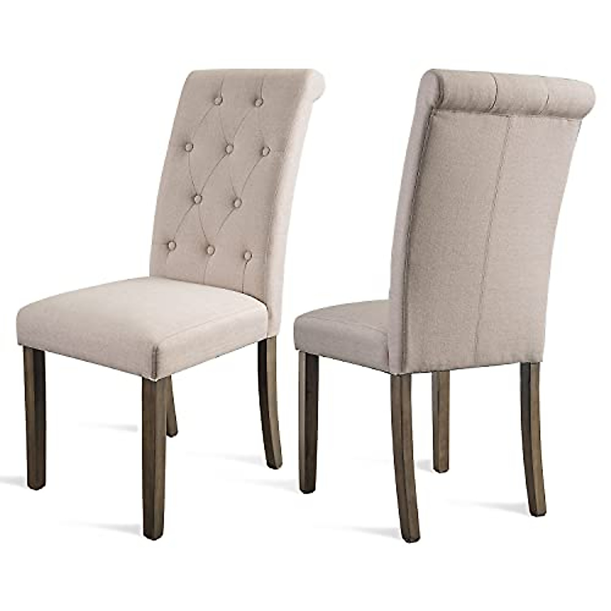 Tonfei Dining Chair Aristocratic Style Dining Chair Noble and Elegant Solid Wood Tufted Dining Chair Dining Room Set (Set of 2) (beige)