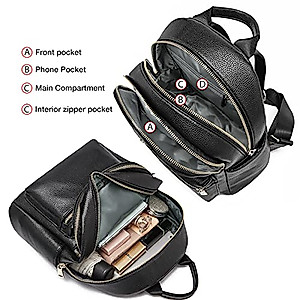 Leather Backpacks for Women, Genuine Leather Ladies Fashion Rucksack with Adjustable Shoulder Strap Convertible Real Leather Travel Bags Womens Multipurpose Backpack Purses (Black)