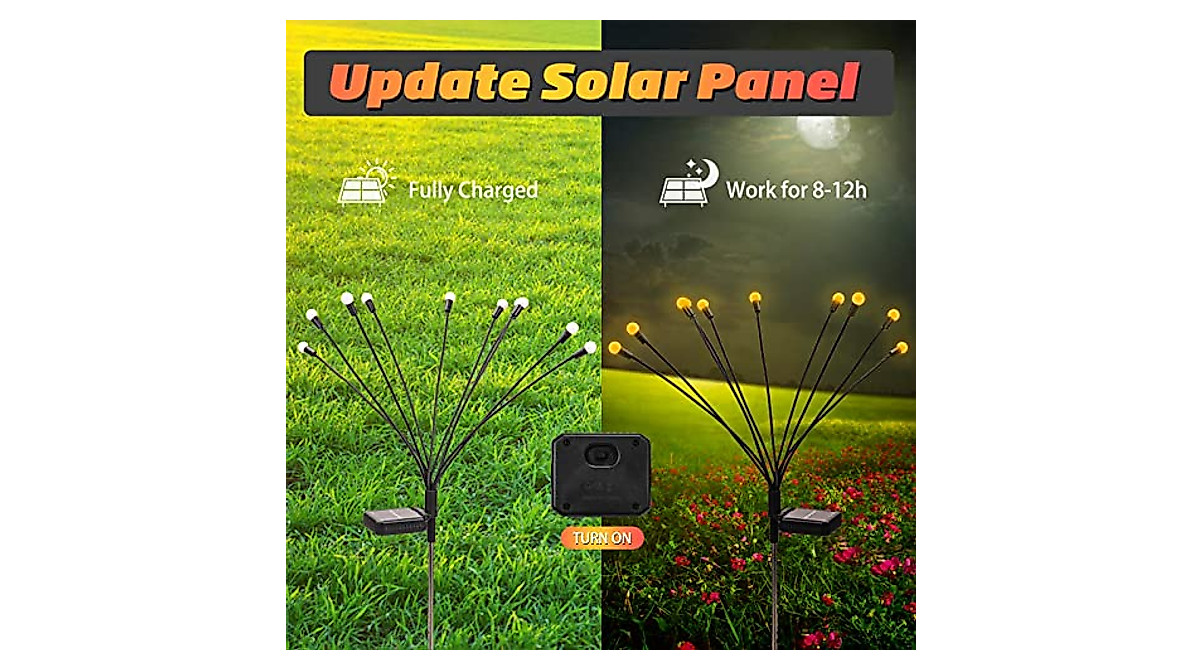Swaying Solar Firefly Lights Outdoor - 6 Pack Waterproof Garden Decor