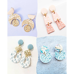 Puocaon Christmas Clay Silk Screen - 8 Pcs Reusable Silk Screen Stencils for Polymer Clay Jewelry Making, Ugly Christmas Jumper Sweater Silk Screen Stencil, Snowflake Graffiti Polymer Clay Tools