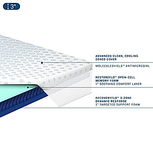 MOLECULE 3" Triple Zone PRO Pressure-Relieving Gel Memory Foam Mattress Topper, King