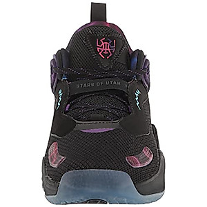 adidas Unisex D.O.N. Issue 3 Basketball Shoe, Black/Bright Cyan/Purple, 11 US Men