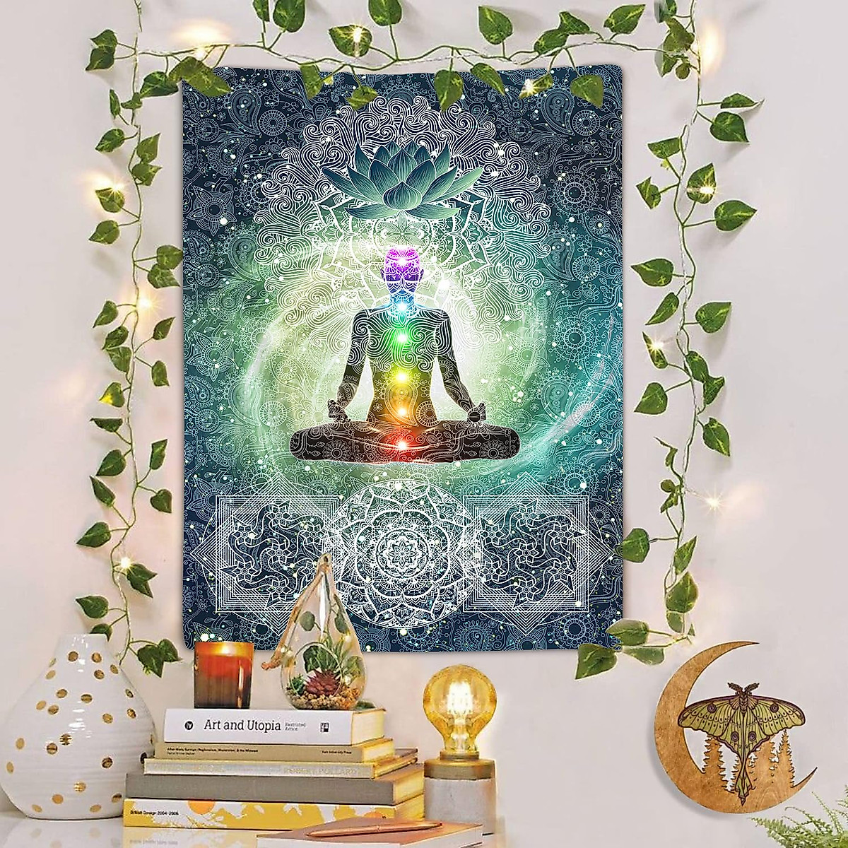 Chakra Vertical Tapestry, Seven Chakra Yoga Meditation Zen Decor Tapestry Wall Hanging for Bedroom, Hippie Lotus Spiritual Tapestries Poster Beach Blanket College Dorm Home (40W X 60H)