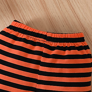 Noubeau My 1st Halloween Baby Girl Outfits Ruffle Pumpkin Print Tunic Drees Shirt Stripe Pants Legging Fall Winter Clothes（Black- A,6-12 Months）