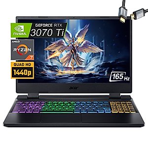 Acer Nitro 5 | 15.6" QHD | AMD 8-Core Ryzen 7 6800H | NVIDIA GeForce RTX 3070 Ti MUX | LED-Backlit IPS 100% DCI-P3 165Hz Gaming Laptop | Wi-Fi 6E | RJ-45 | Win 11 | W/HDMI (32GB RAM | 1TB PCIe SSD)