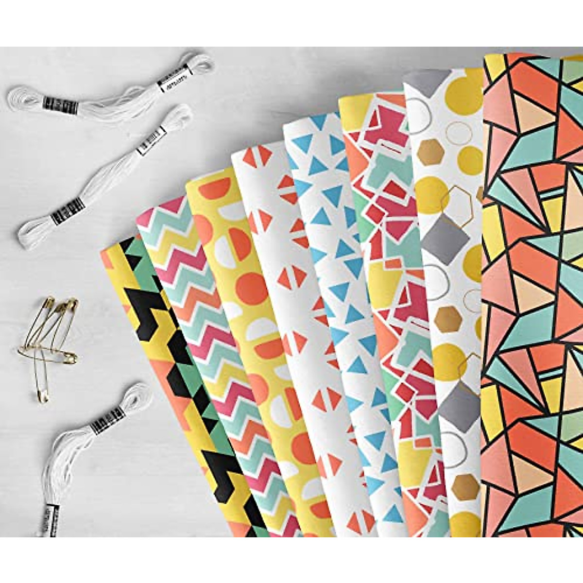 Soimoi 8 Pc Fat Quarter Bundle, Geometric Abstarct Collection Print 18"x 22" DIY Patchwork- 100% Cotton Pre-Cut Quilting Fabric Multicolor