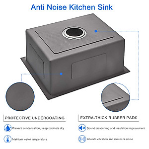 MENATT 20-inch Undermount Kitchen Sink, SUS304 Stainless Steel Handmade Single Bowl Kitchen Sink with Sink Strainer (Brushed), 20"x16"x9"