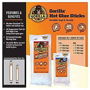Gorilla Dual Temp Mini Hot Glue Gun Kit with 30 Hot Glue Sticks