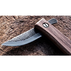 KAKURI Japanese Folding Knife 2.3", Made in JAPAN, Small Pocket Knife for Camping, Bushcraft, Outdoor, Gardening, Hand Forged Japanese White Steel No.2 Blade, Double Bevel Edge, Walnut Handle, Brown