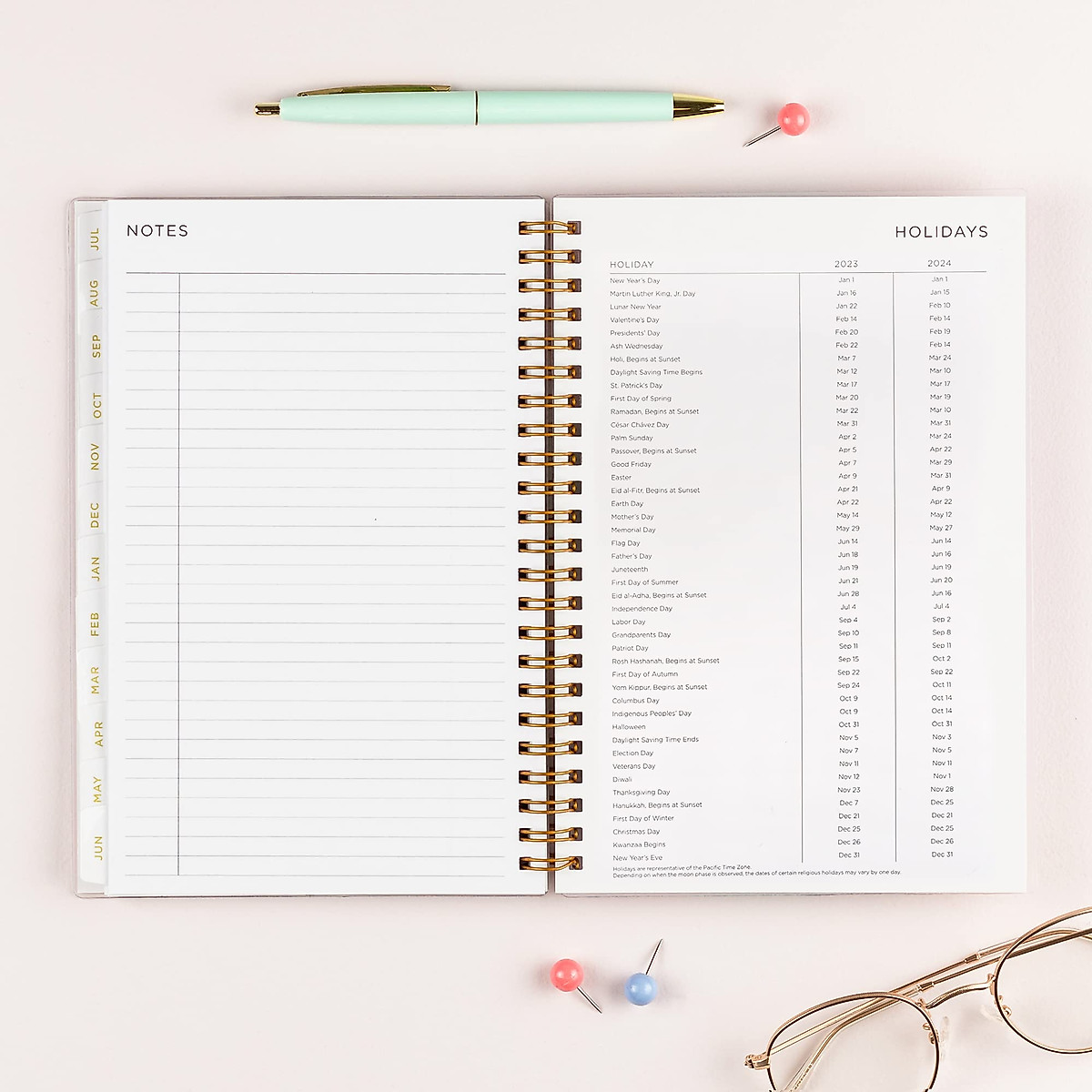 Ashley G for Blue Sky 2023-2024 Academic Year Weekly and Monthly Planner, 5" x 8", Flexible Cover, Wirebound, Multi Color Smoke (133682-A24)