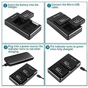 Artman LP-E17 Battery 2-Pack and USB Dual Charger Kit for Canon Eos RP R10 Rebel T8i T7i T6i T6s SL2 SL3 EOS M6 M5 M3 77D 200D 750D 760D, 800D 8000D KISS X8i DSLR Camera (Black)