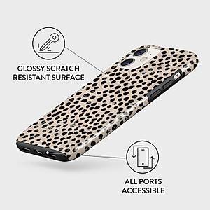 BURGA Phone Case Compatible with iPhone 11 - Hybrid 2-Layer Hard Shell + Silicone Protective Case -Black Polka Dots Pattern Nude Almond Latte - Scratch-Resistant Shockproof Cover