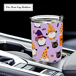 Jihqo Halloween Cute Gnomes Tumbler with Lid and Straw, Insulated Stainless Steel Tumbler Cup, Double Walled Travel Coffee Mug Thermal Vacuum Cups for Hot & Cold Drinks 20oz