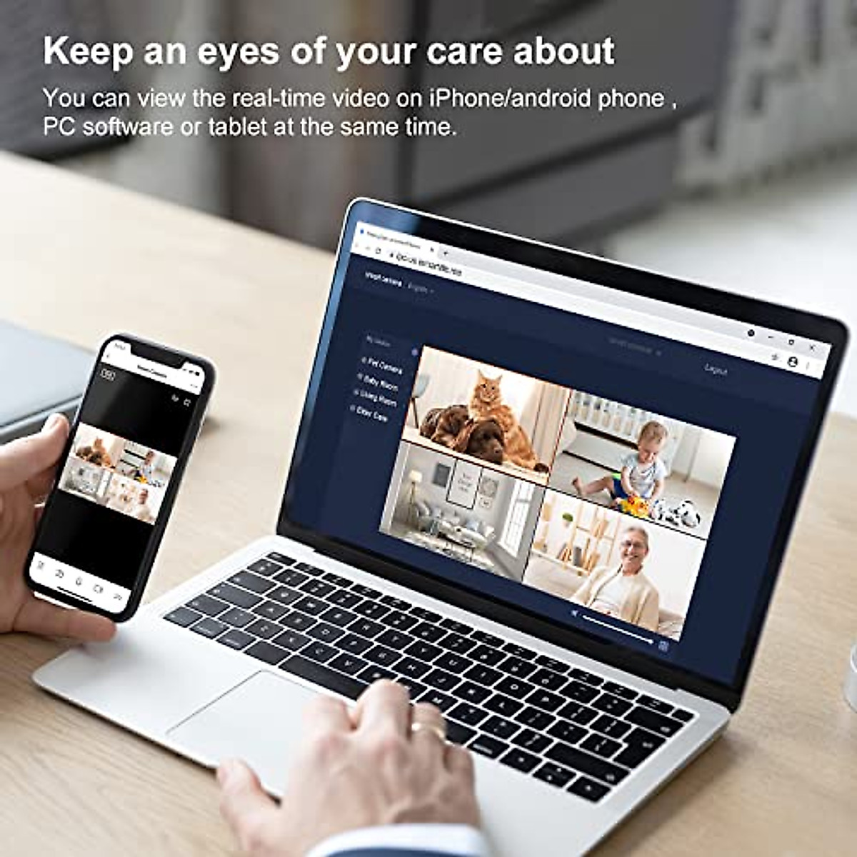 litokam Little elf Camera, 1080P Indoor Security Camera for Baby / Elder, Pet Camera with Motion Detection, Night Vision, 2-Way Audio, 360 Degree Wireless Camera, WiFi Camera Work with Alexa