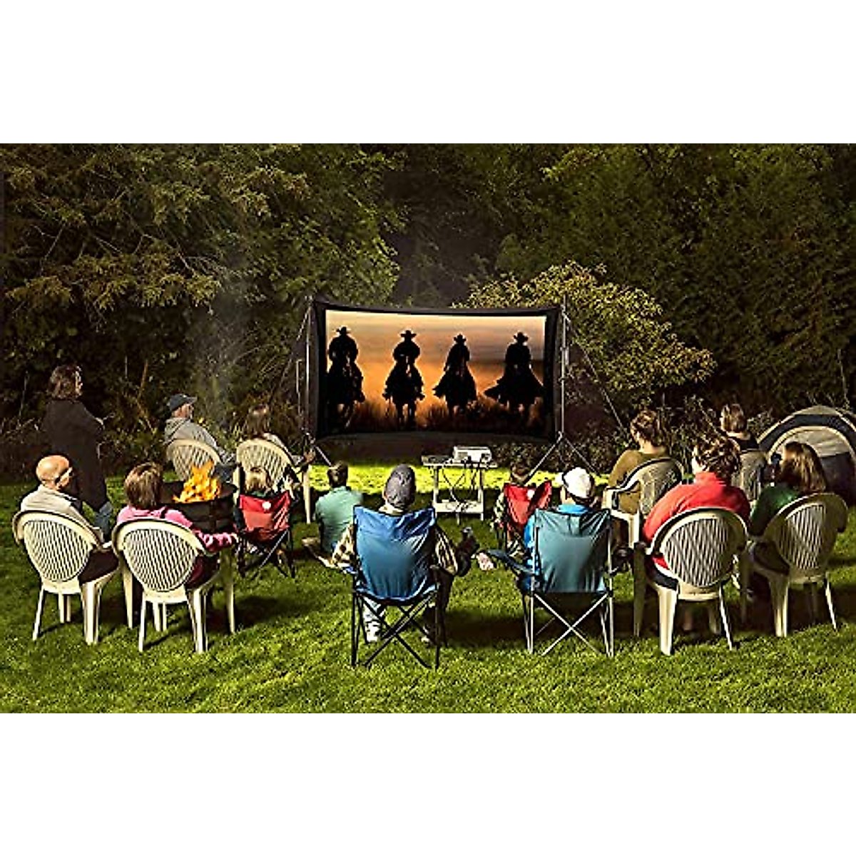 Recreation Series System | 15’ Front and Rear Projection Screen with Savi 4000 Lumen 1080p HD Projector, Sound System, Streaming Device w/WiFi (EZ-600)