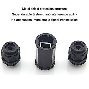 VizGiz 2 Pack Waterproof RJ45 Coupler IP68 Shielded Ethernet Connector Female to Female CAT6 CAT5E CAT5 Cable Extender Adapter for Outside Security Camera LAN Network CCTV Bullet Cam Surveillance